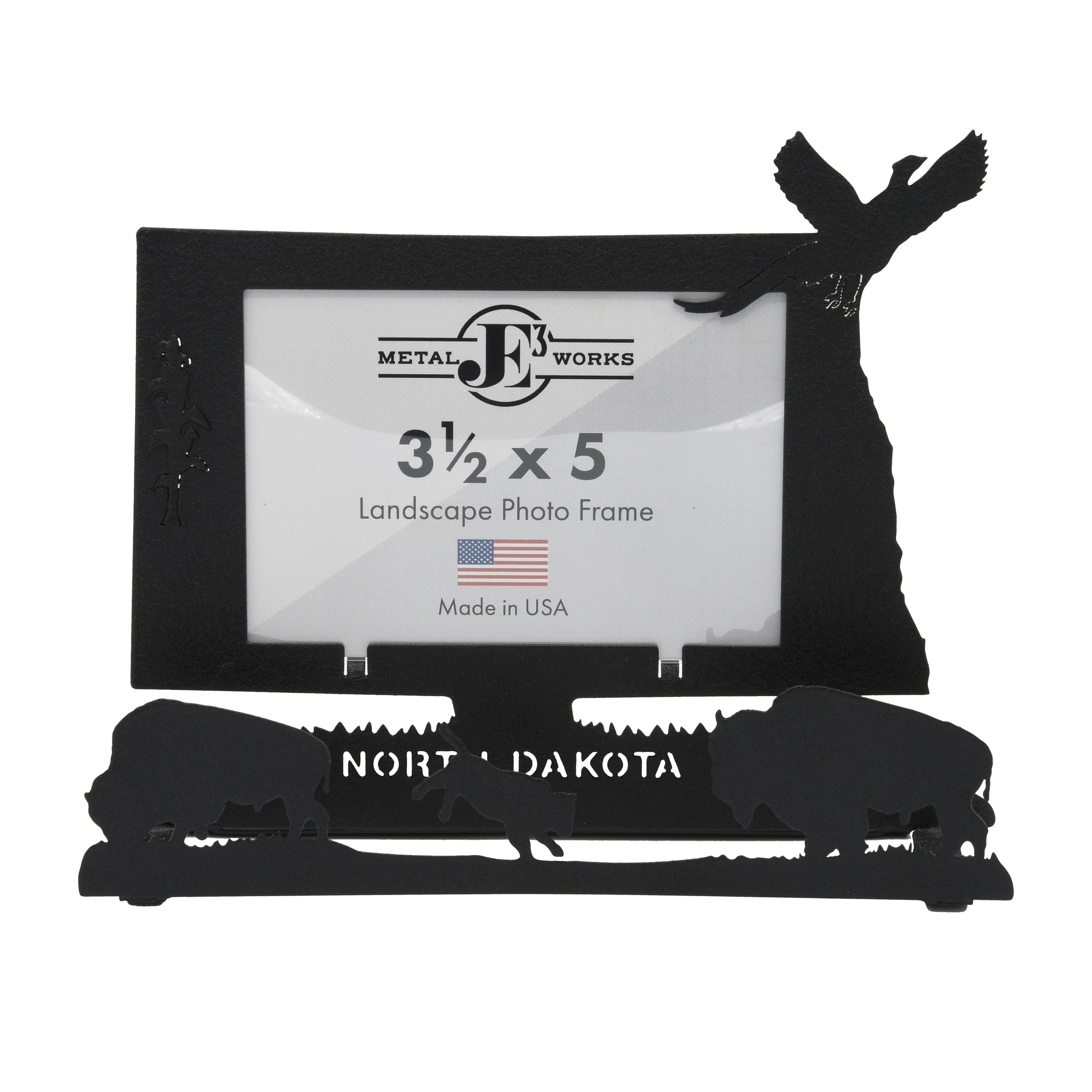 3-D North Dakota Buffalo & Pheasant Picture Frame With Leather-Laced B ...