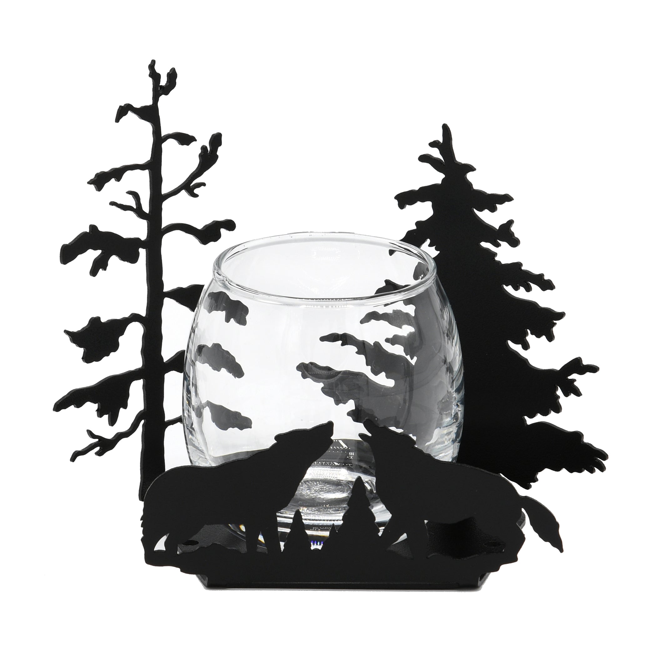 Wolves & Pine Trees Candle Holder – JE3 Metal Works