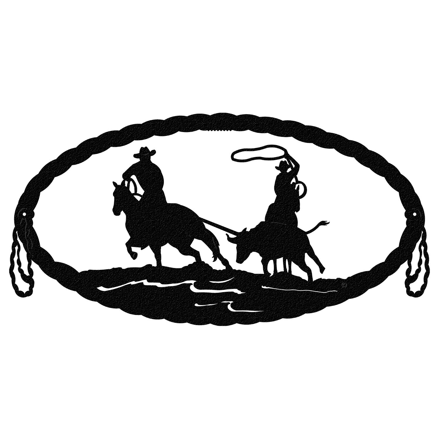 Team Roping 21 1/2" x 11" Oval Wall Art – JE3 Metal Works